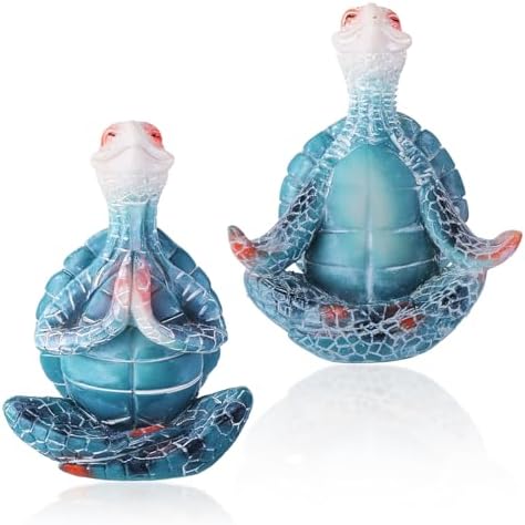 Amazon.com: Set of 2 Sea Turtle Yoga Figurines Decorations Summer ...
