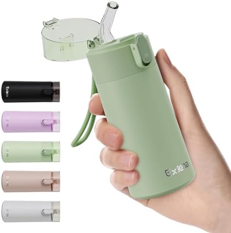 Exllena Small Water Bottle 150ml with Straw – Small Flask with One-Hand ...