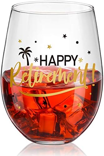 Amazon.com | Patelai Happy Retirement Wine Glasses 17 oz, Retirement ...