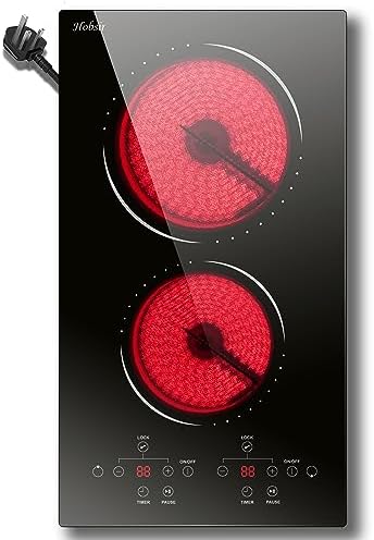 Ceramic Hob 2 Zone IsEasy, 2 Ring Electric Hob Portable 30cm Built-in ...