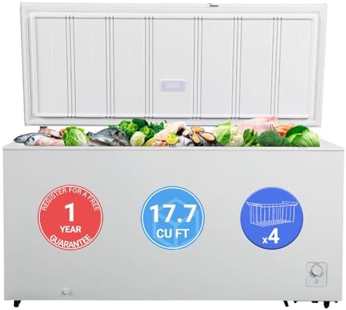 Amazon.com: Chest Freezer 17.7 Cu. Ft, Deep Freezer Freestanding Top ...