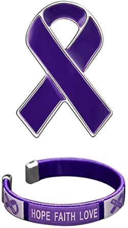 Amazon.com: Purple Ribbon Awareness Pins & Purple Ribbon Bangle ...