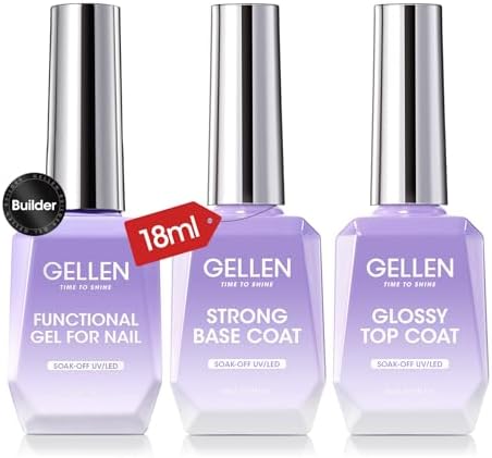 Amazon.com : Gellen Builder Nail Gel with Gel Top Coat Base Coat, 3 Pcs ...