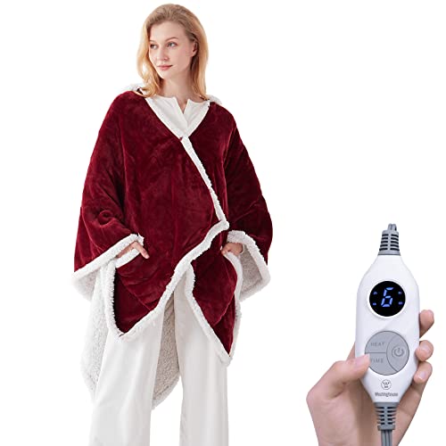 Westinghouse Wearable Heated Throw Blanket, Electric Heated Wrap Poncho ...