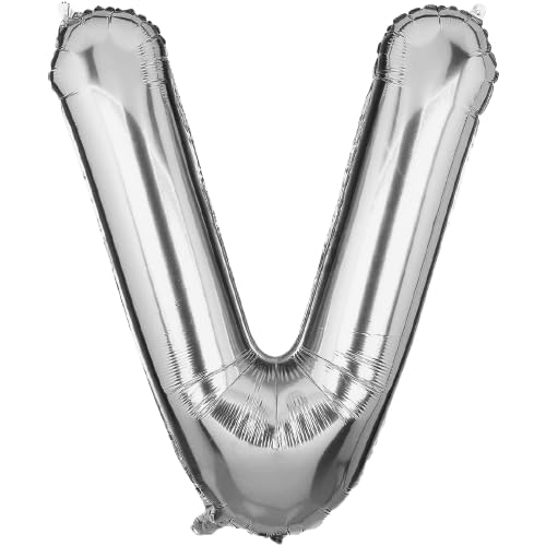 Flyloons Silver V Letter Foil Balloon Alphabets Balloons - Size 16 Inch ...
