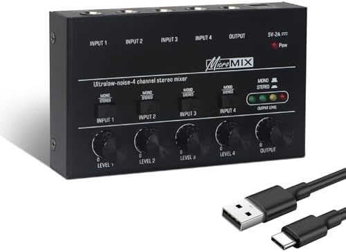 Amazon.com: Cubilux 4-Channel 3.5mm Audio Mixer, Ultra-Low-Noise Mini ...