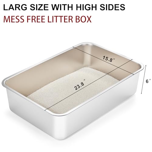 Yangbaga Stainless Steel Litter Box for Cat and Rabbit, Odor Control ...