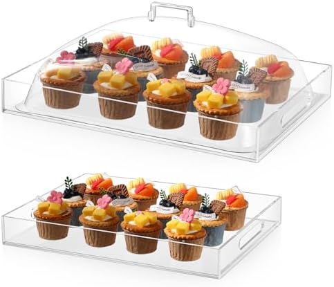 Amazon.com: Baderke Clear Acrylic Serving Tray with Lid 15.74 x 11.81 ...