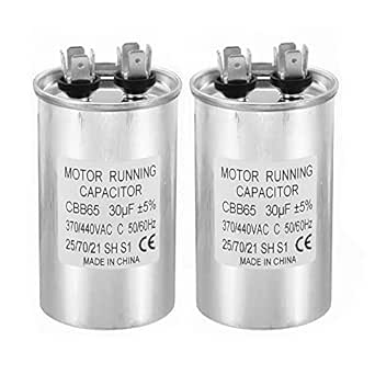 Amazon.co.jp: PATIKIL 30uF ±5% 30MDF 370/440V AC Fan Start Capacitor 2pcs CBB65 Circular Running ...
