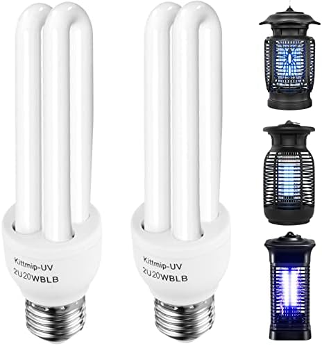 Amazon.com : 2 Pieces Bug Zapper Light Bulb 2U Type E27 20W Replacement ...