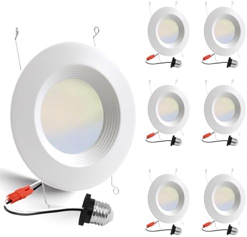 ZZENRYSAM 5/6 inch LED Can Lights, 6 Pack LED Recessed Lights, Dimmable ...