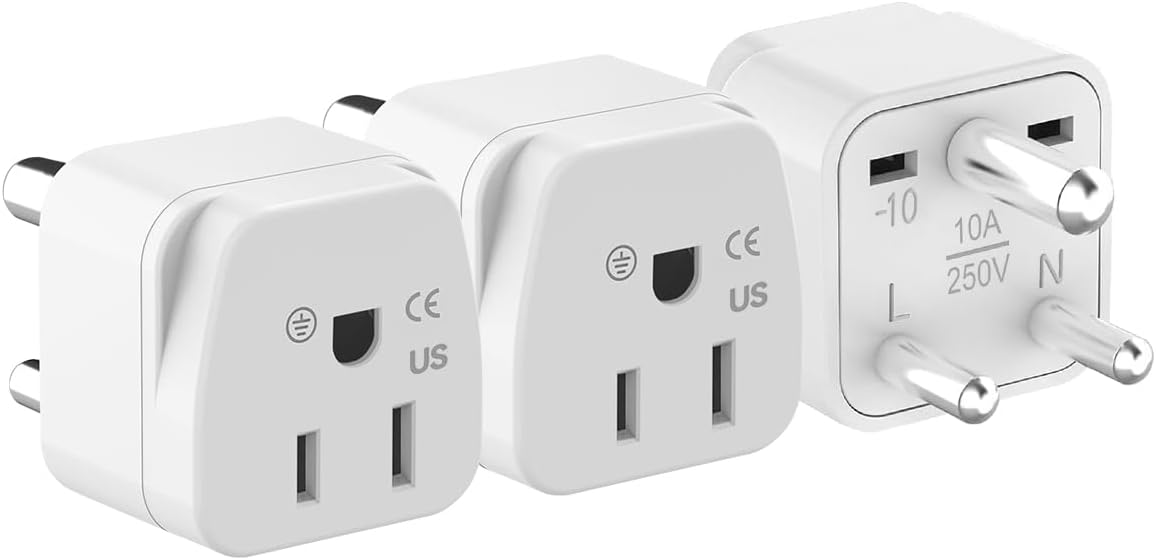 Amazon.com: 3-Pack US to India Plug Adapter,US to Type D India Power ...