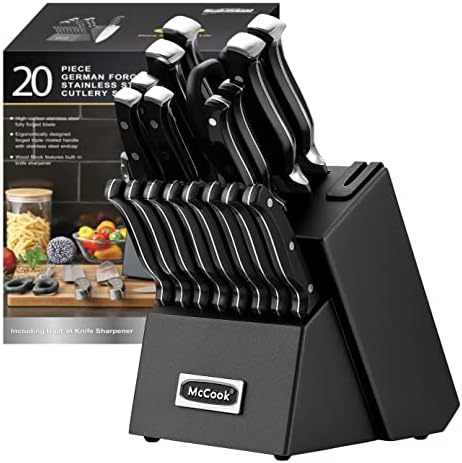 McCook® Black Knife Sets, German Stainless Steel Forged Kitchen Knives ...