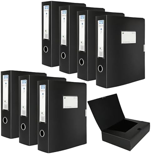 CYEER 8 Pack Box Files, Black Plastic Box File A4 Filing Boxes 75mm ...