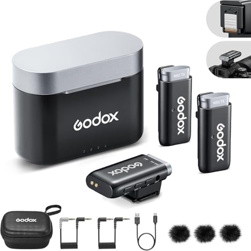 Amazon.com: GODOX WEC Kit2 Wireless Lavalier Microphone, 8H Battery ...
