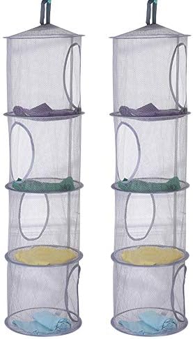 Amazon.com: 2 Pcs 4 Tier Foldable Hanging Mesh Storage Basket with 2 ...