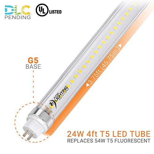 4ft 24W T5 High Output LED Tube Light, 45.25", 54W T5 Equal, 5000K ...