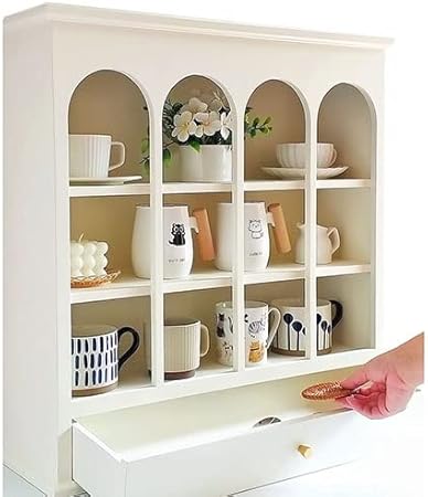 Amazon.com - Wooden Coffee Mug Cabinet Organizer Water Cup Storage ...