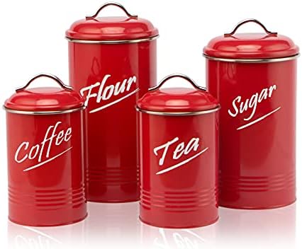 Amazon.com: Quality Modern Red Stainless Steel Canister Set for Kitchen ...
