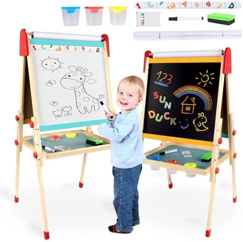Amazon.com: Table Top Easel for Kids - Tabletop Magnetic White Board ...
