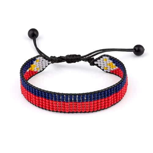 Amazon.com: Philippines Flag Beaded Bracelet, Adjustable, Boho Style ...