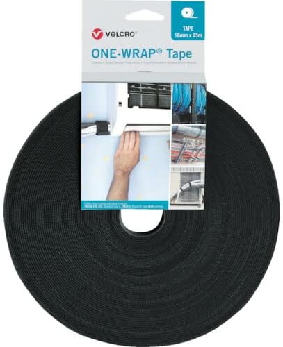 Velcro VEL-OW64101 One Wrap Hook and Loop Tape, Black, 10mm x 25000mm ...