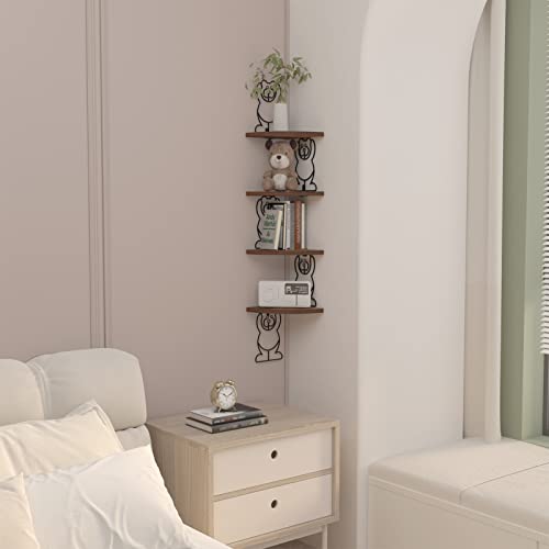 Vasemouh 4-Tier Wooden Corner Shelf, Shapes of Bear Corner Shelves for ...