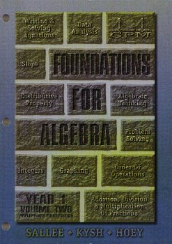 Foundations for Algebra Year 1 Volume 2: Tom Sallee, Judy Kysh, Brian ...