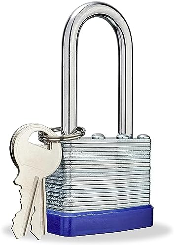 Padlock with Key, WULALACK 2 inch Wide Laminated Steel Keyed Padlock ...