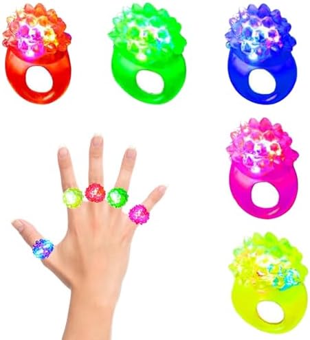 XLKJ Anelli Luminosi Bambini,12 pezzi Anelli Luminosi a LED Anello di ...