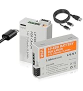 Amazon.com: Mspalocell LP-E8 Battery 2 Pack Rebel T3i Battery LP-E8 USB ...