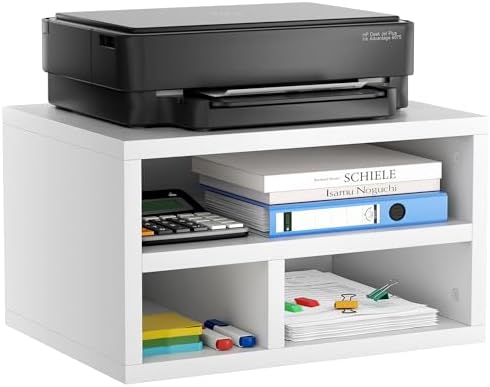 Amazon.com: Warmiehomy Desktop Printer Stand with Storage - Wood Home ...