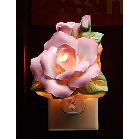 Amazon.com: Cosmos 2121 Fine Porcelain Lighted Pink Rose Night Light, 3 ...
