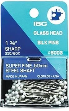 Amazon.com: IBC glass head 1 3-8 inch silk pins super fine 0.5mm shaft ...