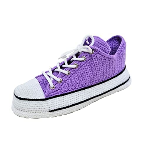Amazon.com: Handmade Colorful Crochet Sneakers Slippers, Warm Wool ...