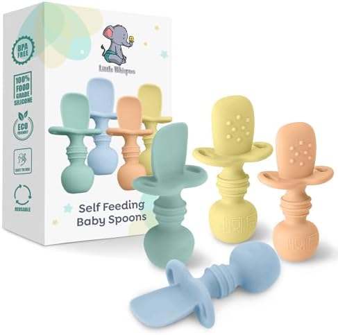 Amazon.com: LittleWhispers Baby Silicone Spoons - Self Feeding 6 Months ...