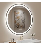 Amazon.com: LOVESPEJO 28" Round LED Mirror for Bathroom Front and ...