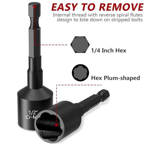 Snapklik.com : 9-Piece Hex Bolt Extractor Set, Easy Out Lug Nut Remover ...