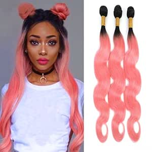 Amazon.com : Pink Body Wave Bundles Double Wef Pink Human Hair Bundles ...