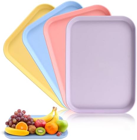 Plastic Trays for Food Serving, 4 Pcs Dinner Tray, Plastic Serving Tray ...