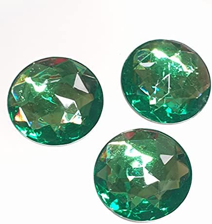 Treasure Chest 25mm Green Emerald .MD Flat Back Round Acrylic ...