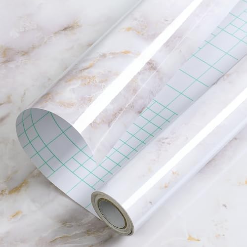 White Gloss Gold Veins Marble Granite Contact Paper peel and stick ...