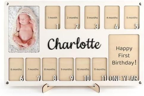 Amazon.com : My First Year Photo Frame & Board - Personalized Baby ...