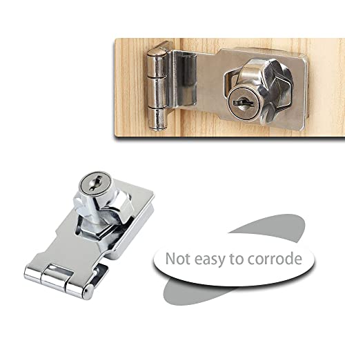 2 Sets Safety Metal Door Latch Locks Keyed Hasp Locks 90 Degrees Door ...