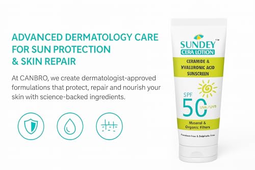 Sundey Cera Lotion SPF 50 Sunscreen with Ceramide & Hyaluronic Acid ...