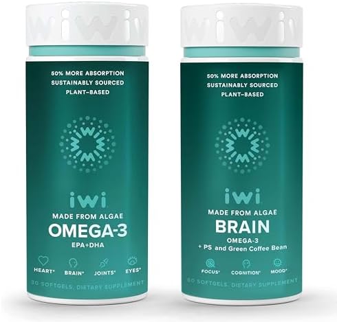 Amazon.com: Iwi Omega-3 & Brain Omega-3 Bundle, 30 Servings, Vegan ...
