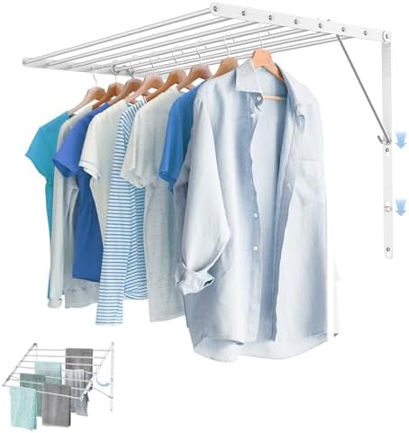 Amazon.com: kenvc Wall Mounted Drying Rack, Foldable Hanging Drying ...
