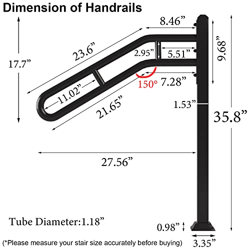 Snapklik.com : Single Post Handrail For Outdoor 1-3 Steps, Metal Bent ...