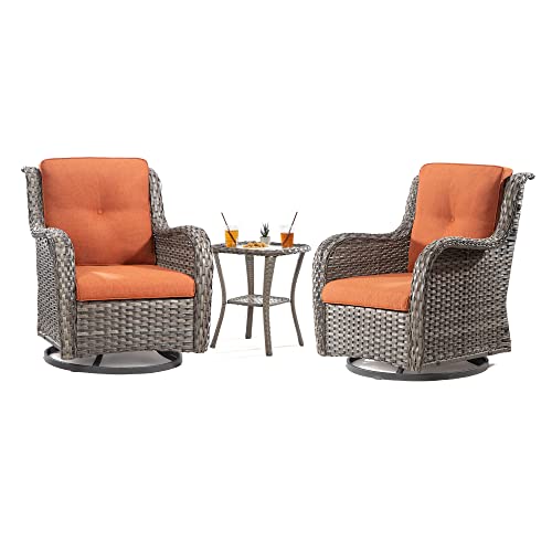Amazon.com: MeetLeisure Outdoor Wicker Rocker Chairs Set of 3, High ...