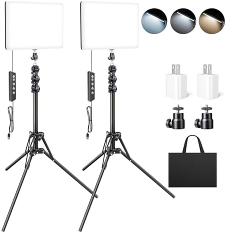 Amazon.com : 2 Pack LED Video Light with 63'' Tripod Stand, Obeamiu ...